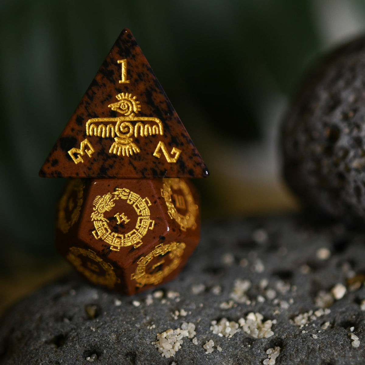 Misty Mountain Gaming's Aztec Mahogany Obsidian Stone Dice Set - Dice ...
